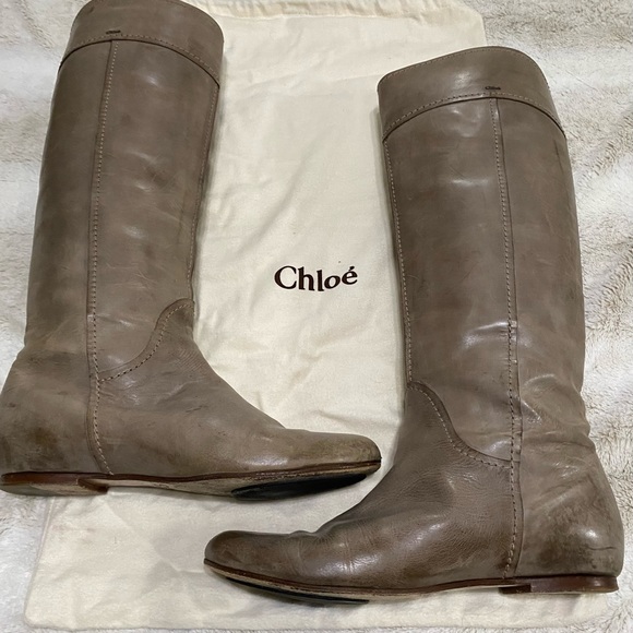 Chloe | Shoes | Vintage And Authentic Chloe Flat Tall Boots | Poshmark
